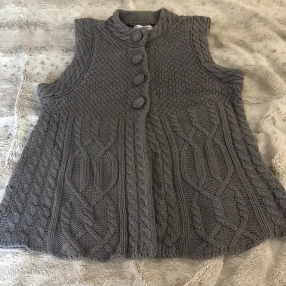Sweaters | Grey Cable Knit Sweater Vest S Covered Buttons Fit N Flare ...